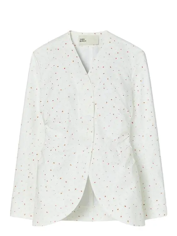 Tory Burch Printed Poplin Jacket - White Pigment Ditsy