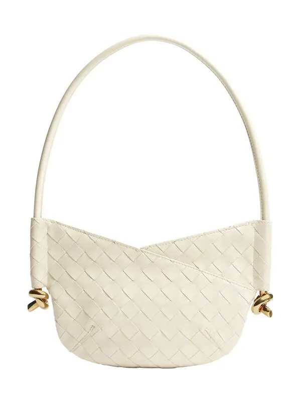 BOTTEGA  VENETA Intrecciato Leather Shoulder Bag - Sea Salt