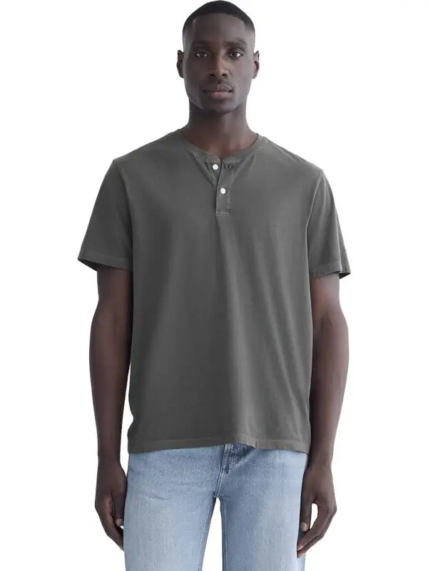 Everlane Essential Organic Garment-dyed Tshirt Henley Tshirt - Black