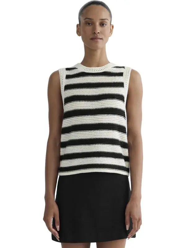 Everlane Organic Cotton Open-stitch Tank Top Sweater - Canvas / Black