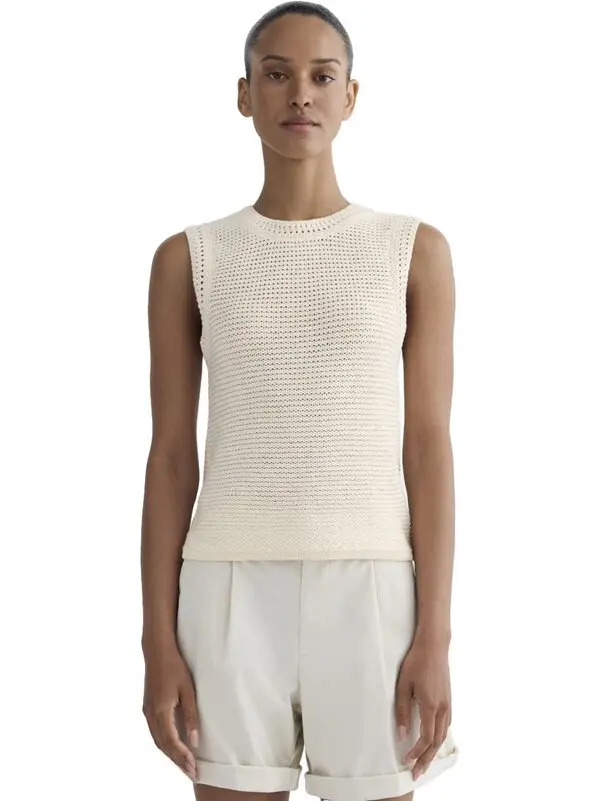 Everlane Organic Cotton Open-stitch Tank Top Sweater - Canvas