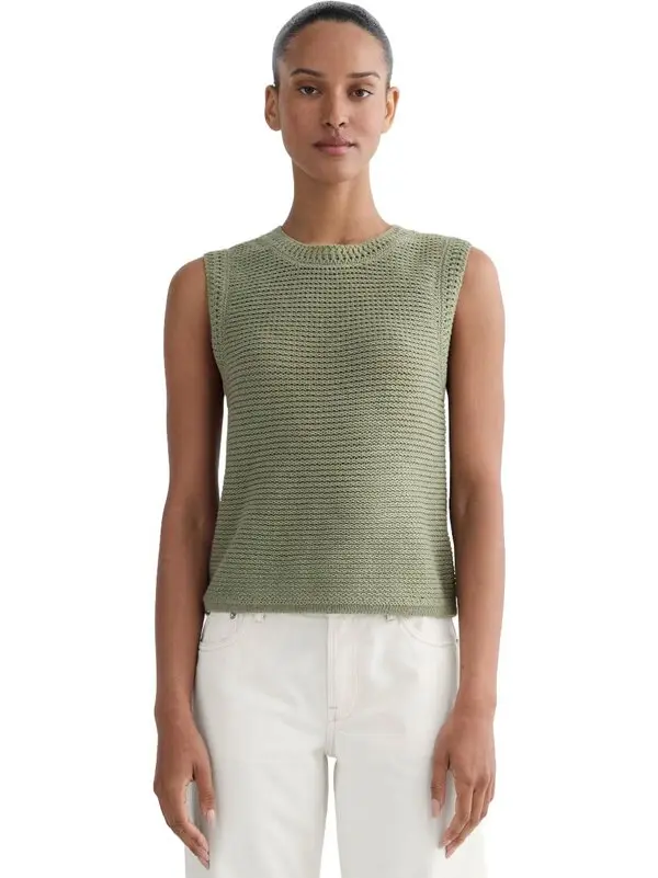 Everlane Organic Cotton Open-stitch Tank Top Sweater - Sagebrush
