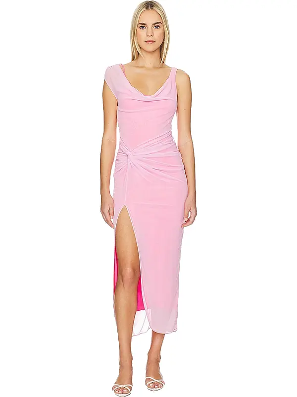 Amanda Uprichard Aliana Draped Dress - Light Pink & Hot Pink
