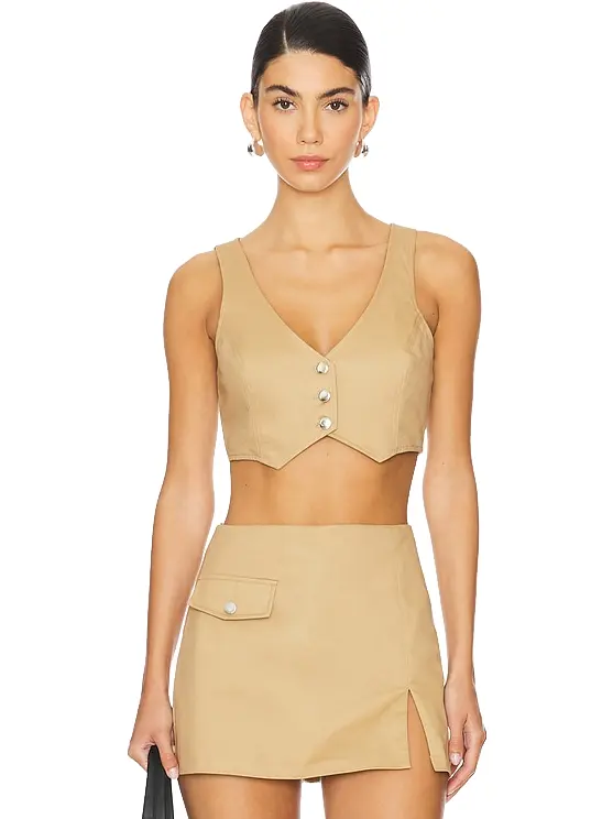 Amanda Uprichard Ethan Cropped Vest - Khaki