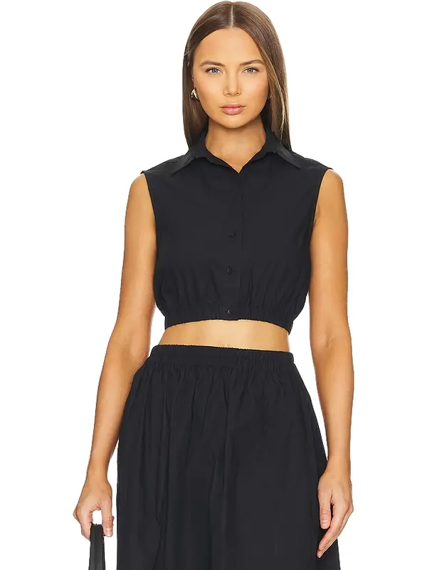 AEXAE Button Up Top - Black