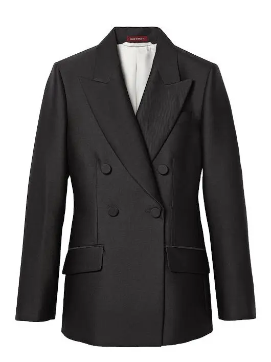 Gucci Double-breasted Wool-silk Jacket - Black