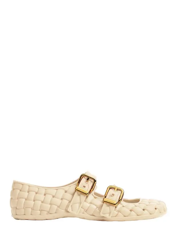 Bottega Veneta Amy Mary Jane Rubber Ballet Flats - White