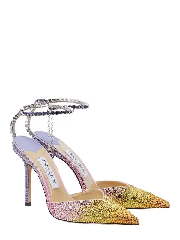 JIMMY CHOO Saeda 100 Embellished Pumps - Multicoloured