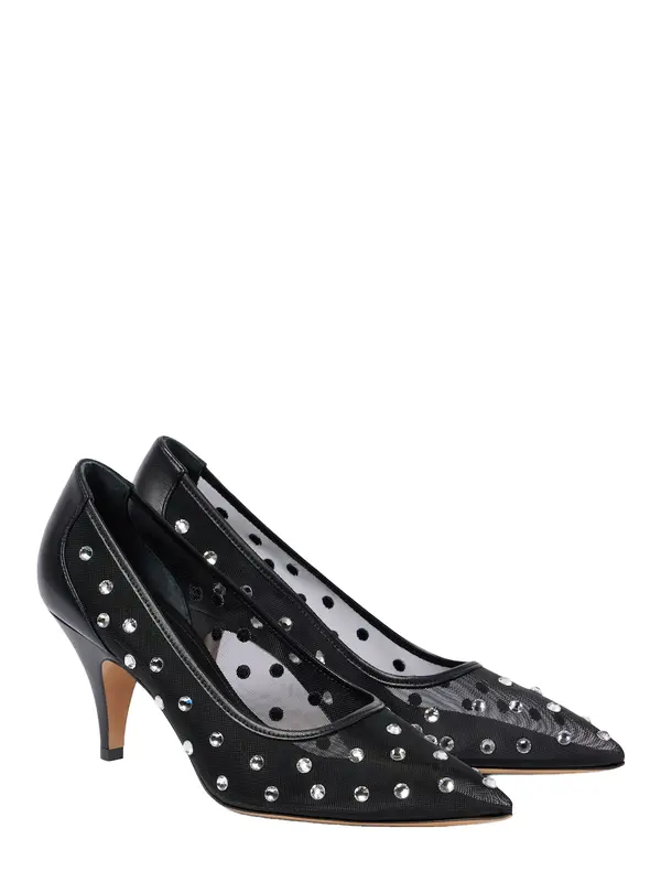 Khaite River Embellished Leather-trimmed Pumps - Black