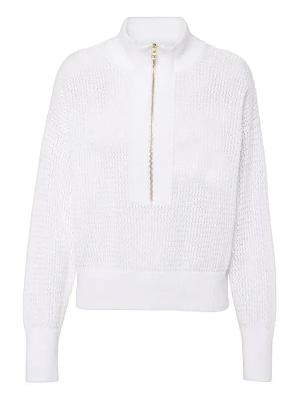 Varley Aurora Cotton Half-zip Sweater - White