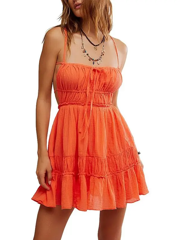 Free People Taking Sides Mini Dress - Fusion Coral