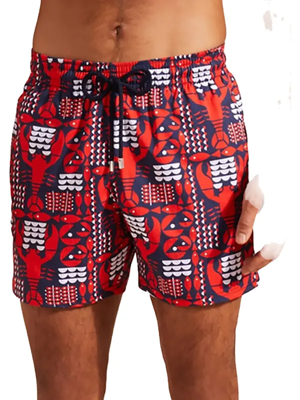 Vilebrequin Moorise Lobsters Print 5" Swim Trunks - Navy
