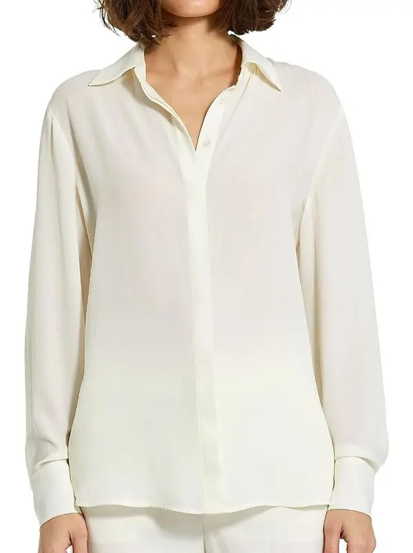 Mac Duggal Classic Georgette Button-up Shirt - Cream
