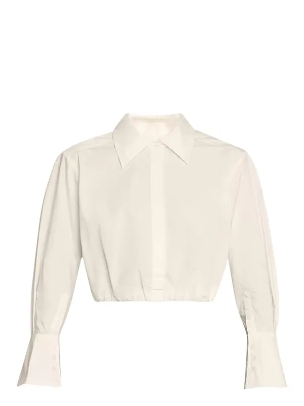 Simkhai Blythe Cotton Poplin Crop Shirt - White