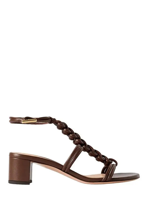 GIANVITO ROSSI Capua 45 Woven Leather Sandals - Brown
