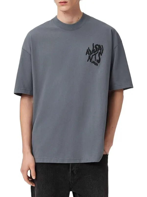 ALLSAINTS Orlando Logo Oversize Graphic T-shirt - Hazed Grey