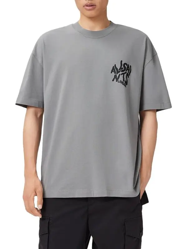 ALLSAINTS Orlando Logo Oversize Graphic T-shirt - March Grey