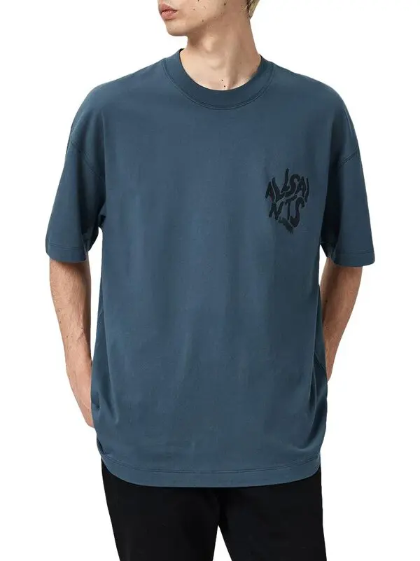 ALLSAINTS Orlando Logo Oversize Graphic T-shirt - Sunil Blue