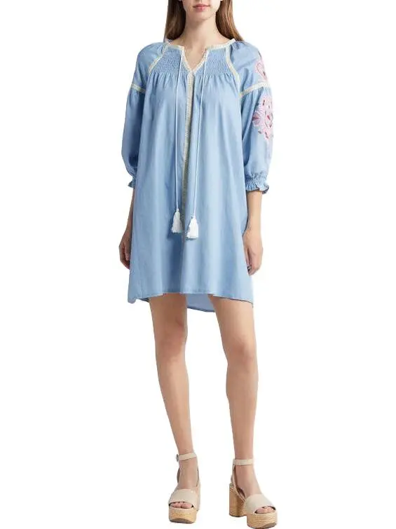 NIKKI LUND Rachael Chambray Dress - Blue