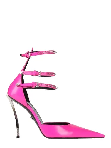 Versace Glossed-leather Pumps With Appliqués - Pink