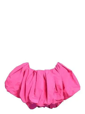 Pinko Off-the-shoulder Taffeta Top With Draped Short Sleeves - Fuchsia