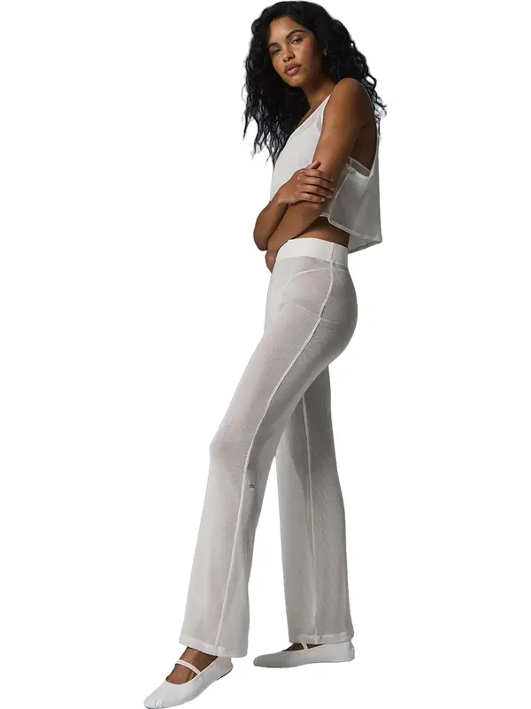 Alo Yoga Striped Mesh Flare Pants - Ivory