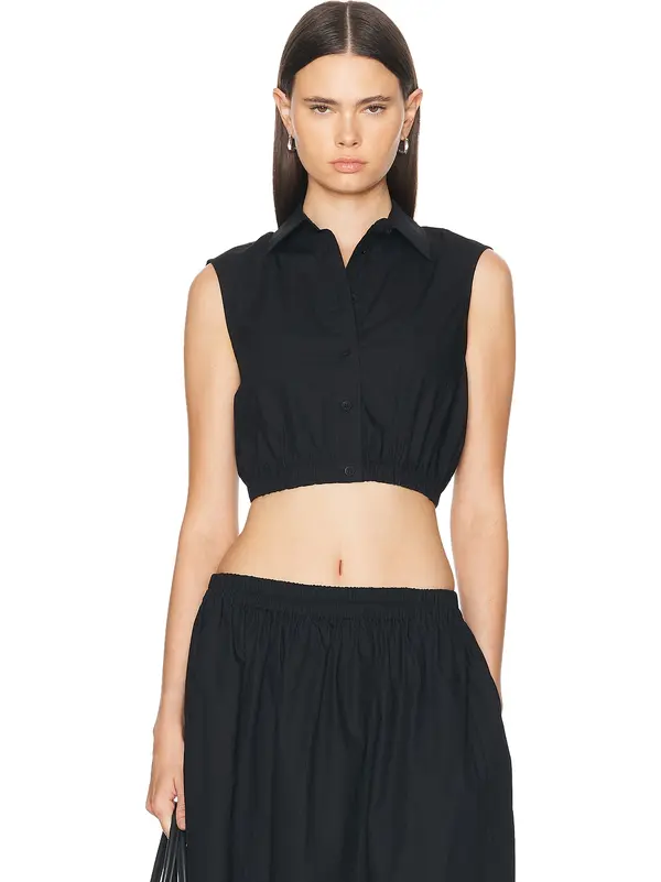 AEXAE Button Up Top - Black