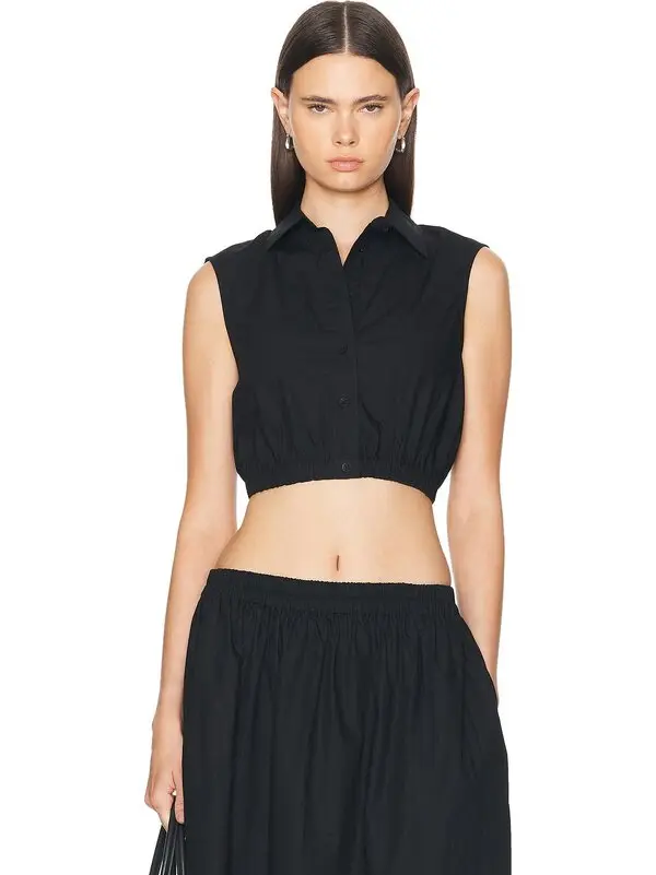 AEXAE Button Up Top - Black