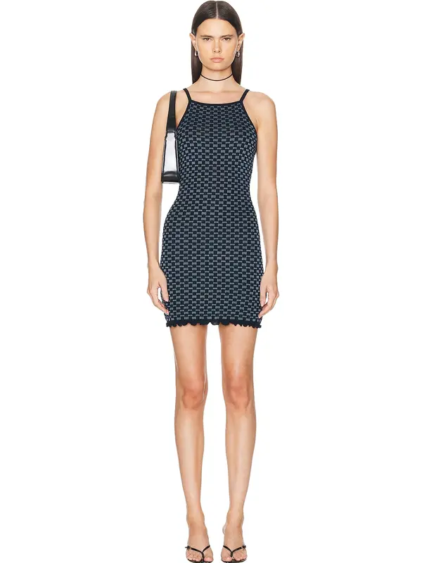 Guest In Residence Checker Tank Dress - Midnight & Denim Blue