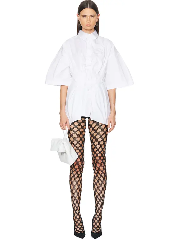 MAISON MARGIELA Short Sleeve Button Up Top - White