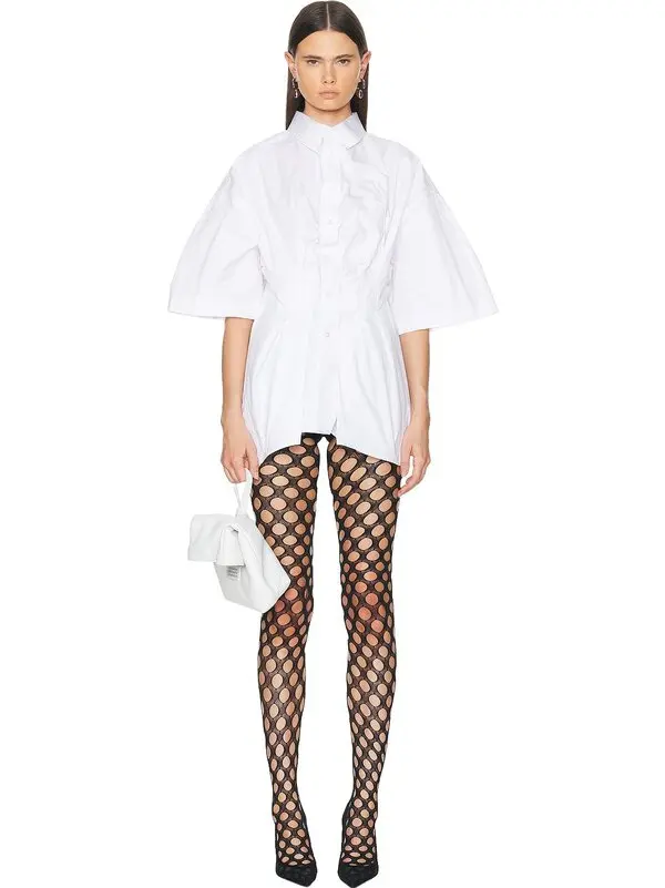 MAISON MARGIELA Short Sleeve Button Up Top - White
