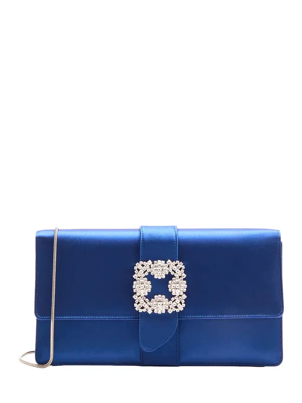 Manolo Blahnik Capri Crystal-embellished Satin Clutch - Blue