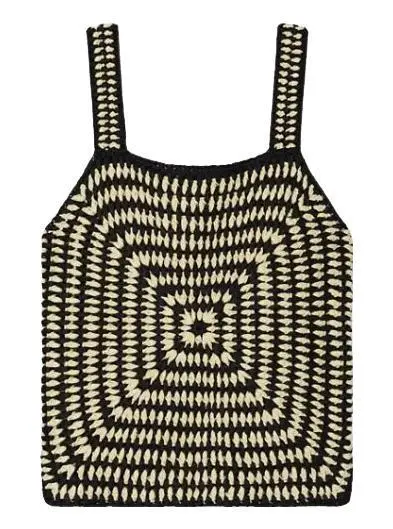 Tory Burch Cotton Crochet Tank Top - Black/white