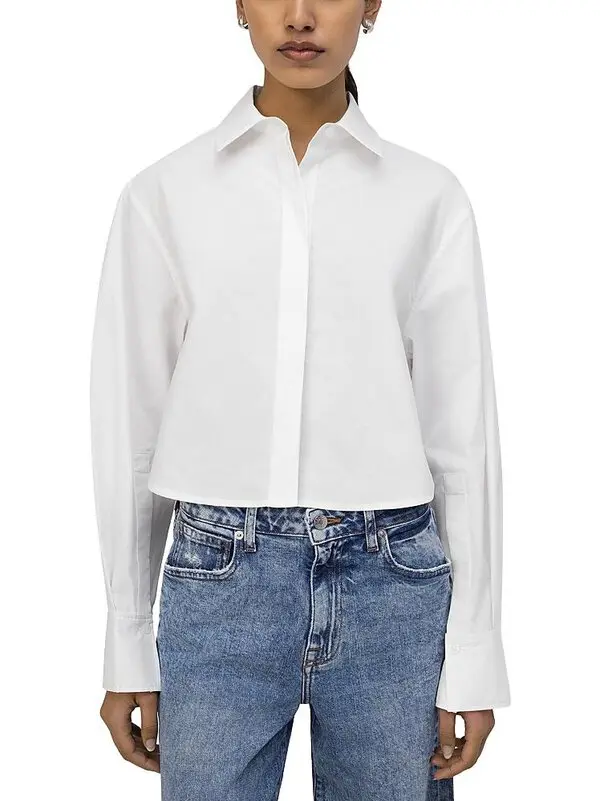 Simkhai Renata Cropped Button-down Shirt - White