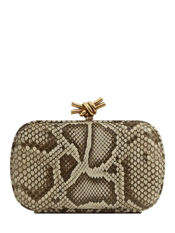 Bottega Veneta Python Minaudière With Knot Clasp - Roccia