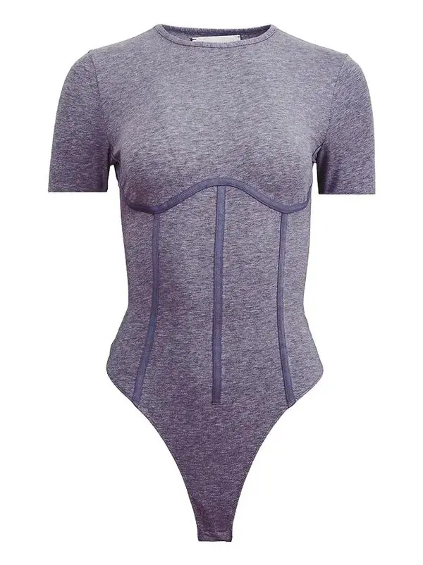 FLEUR DU MAL Stretch Cotton T-shirt Bodysuit - Heather Grey