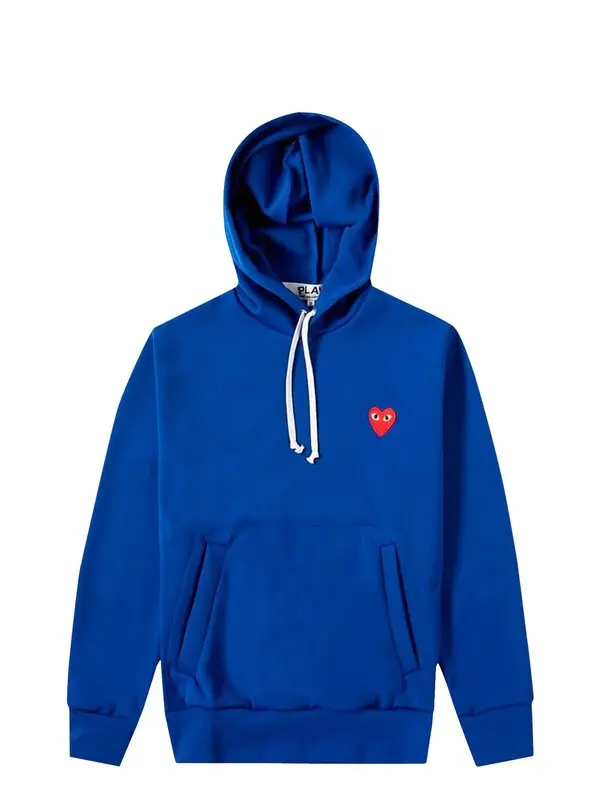 Play Comme Des Garcon Logo Patch Hooded Sweatshirt - Blue