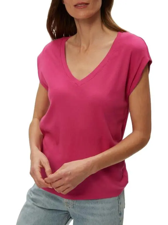 Michael Stars Tati Power Shoulder Rib Top - Pitaya
