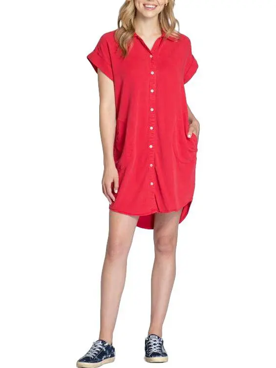 APNY Short Sleeve Shirt Dress - Red