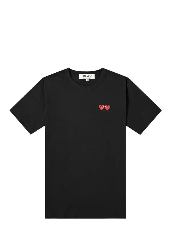 Play Comme Des Garcon Double Heart Tee - Black