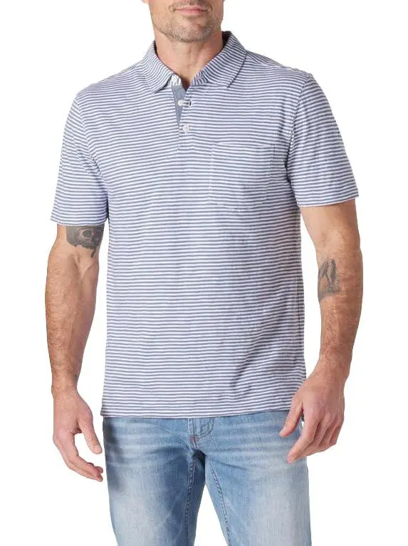 THE NORMAL BRAND Slub Pocket Polo - Blue Stripe