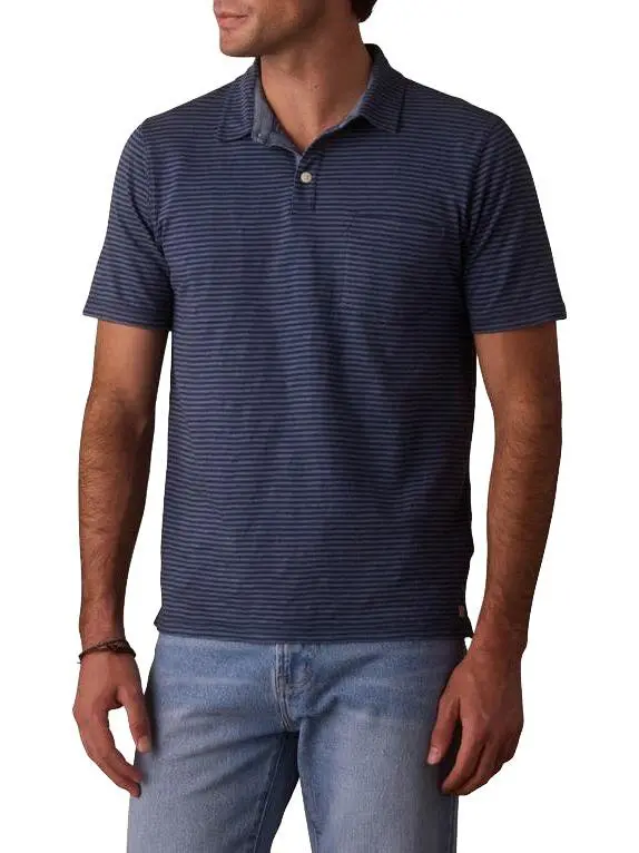 THE NORMAL BRAND Slub Pocket Polo - Denim Stripe