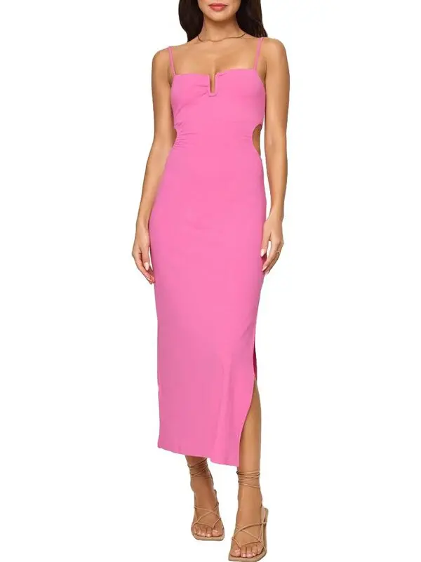 L*Space Cameron Cutout Rib Cover-up Midi Dress - Bubblegum Pink