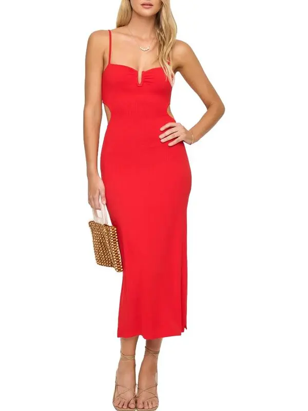 L*Space Cameron Cutout Rib Cover-up Midi Dress - Flame