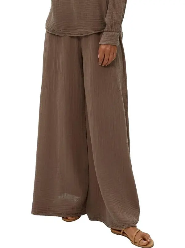Michael Stars Simba Smocked Waist Wide Leg Pants - Cobblestone