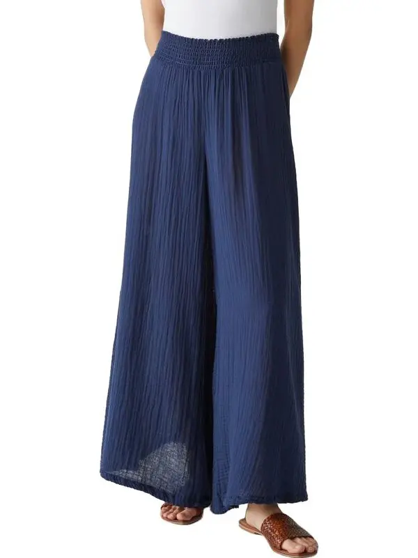 Michael Stars Simba Smocked Waist Wide Leg Pants - Nocturnal