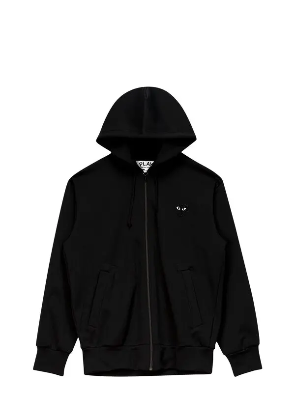 Play Comme Des Garcon Big Heart Zip-up Sweatshirt - Black