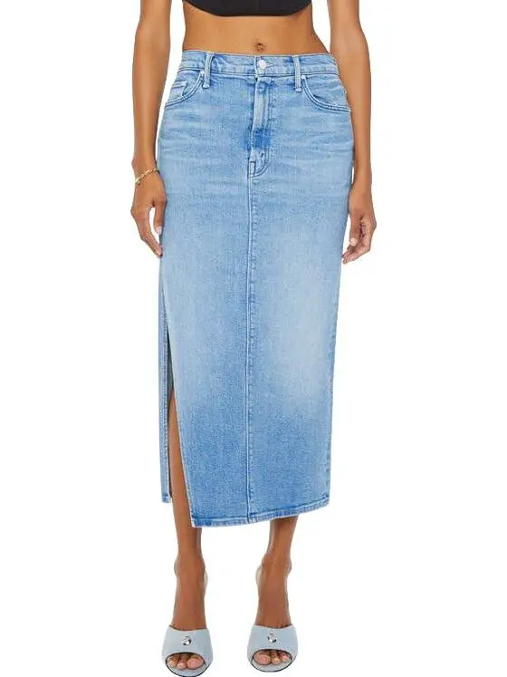 MOTHER The Split Second Denim Midi Skirt - Mediterranean Muse