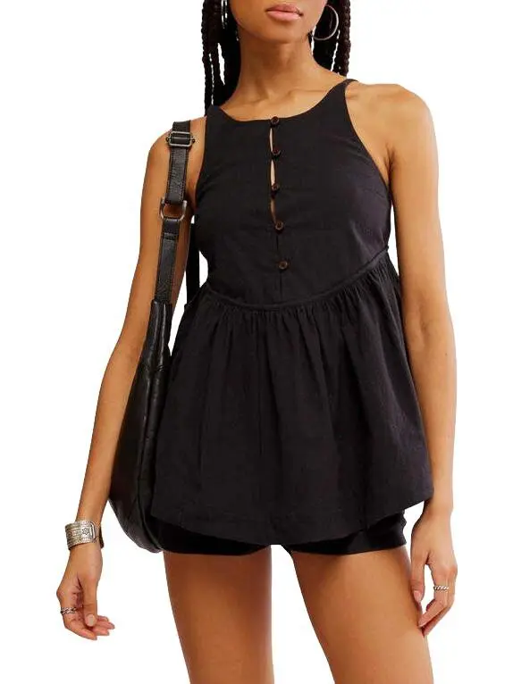 Free People Tabea Babydoll Tank & Shorts Set - Black