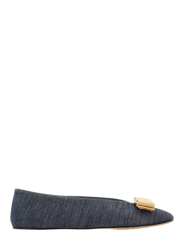 FERRAGAMO Vara Denim Ballerinas - Blue